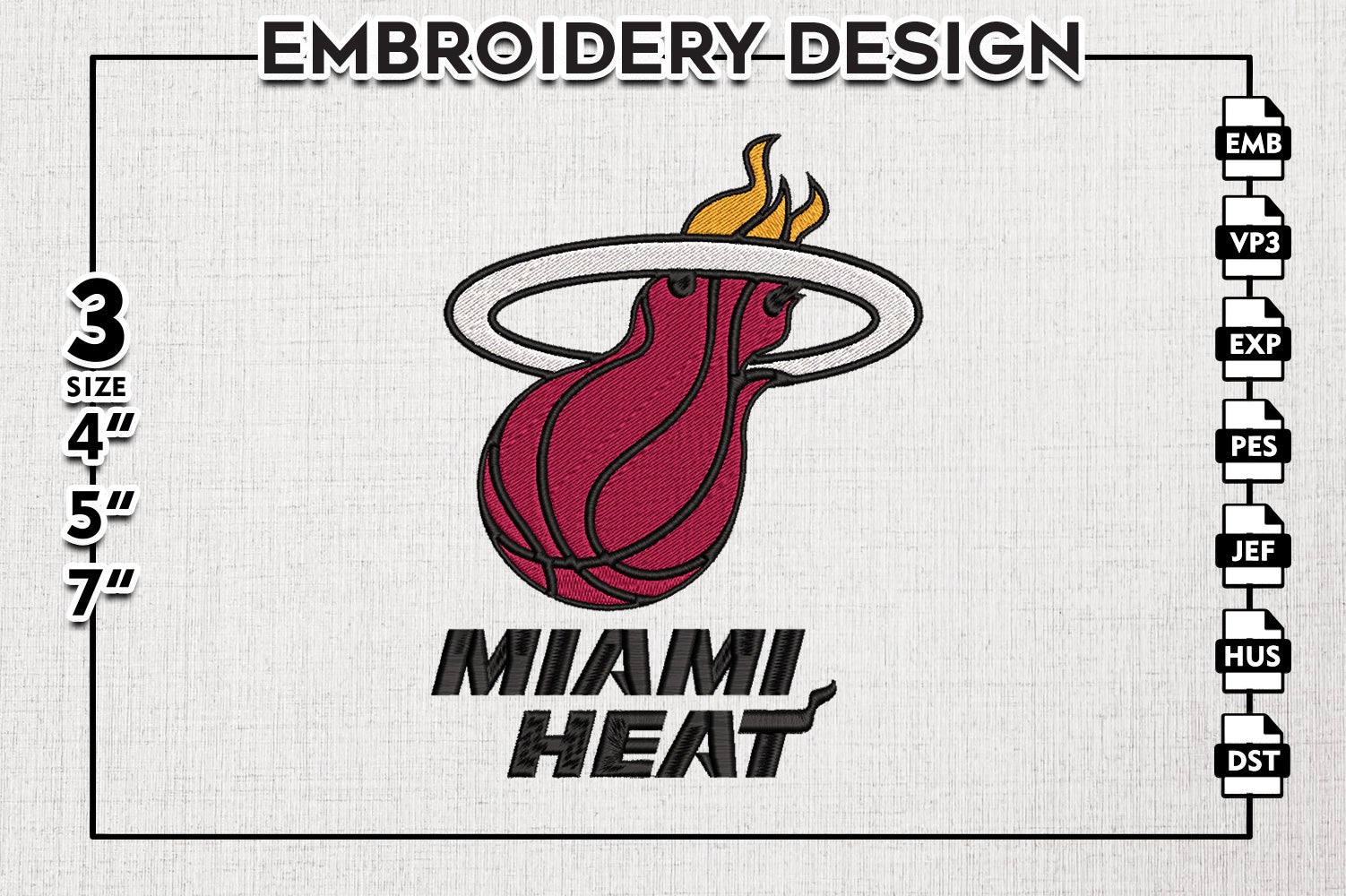 Miami-Heat Basketball Team Embroidery Design, Miami-Heat Logo NBA ...