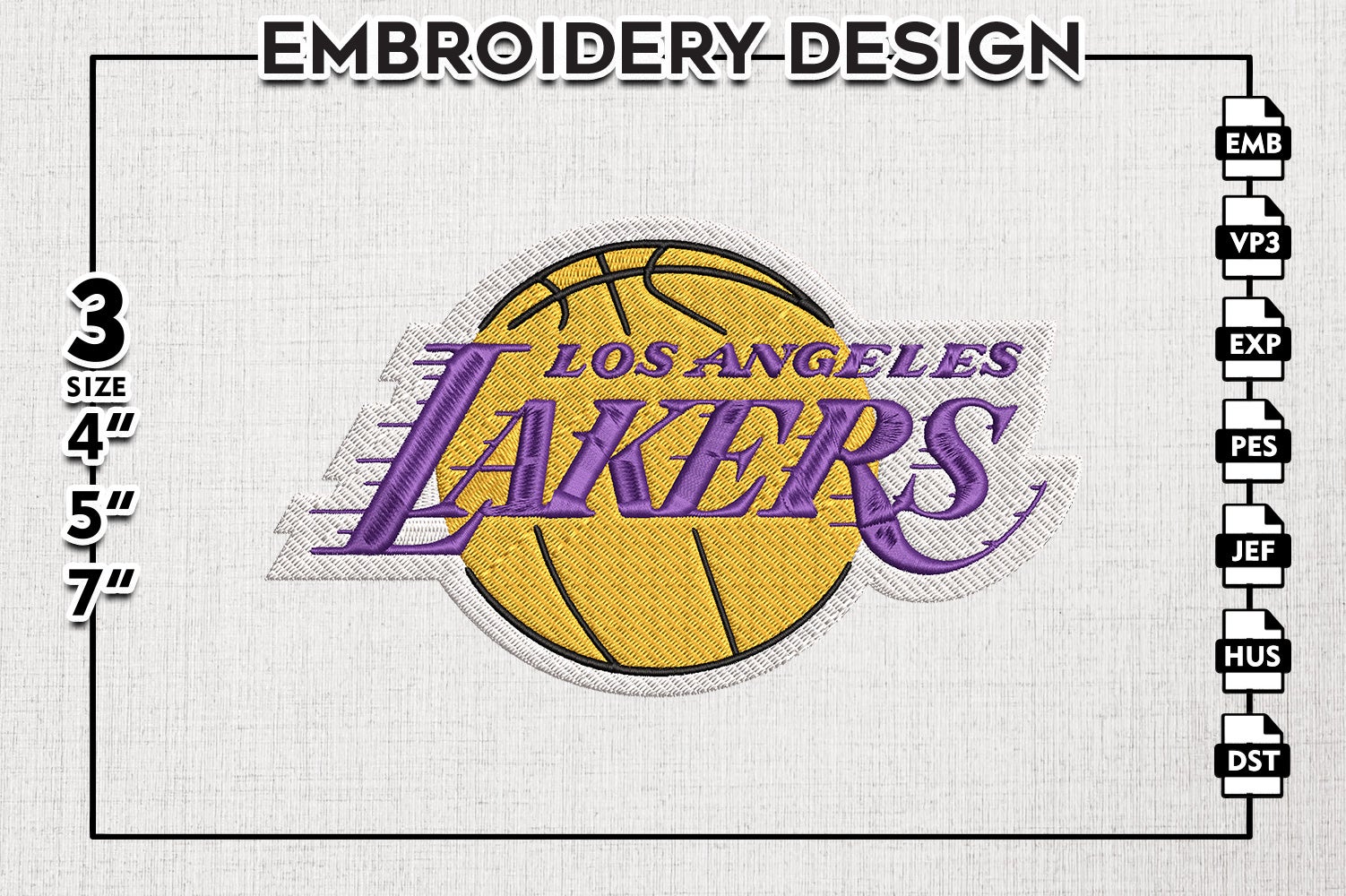 Los-Angeles-Lakers Basketball Team Embroidery Design, Los-Angeles ...