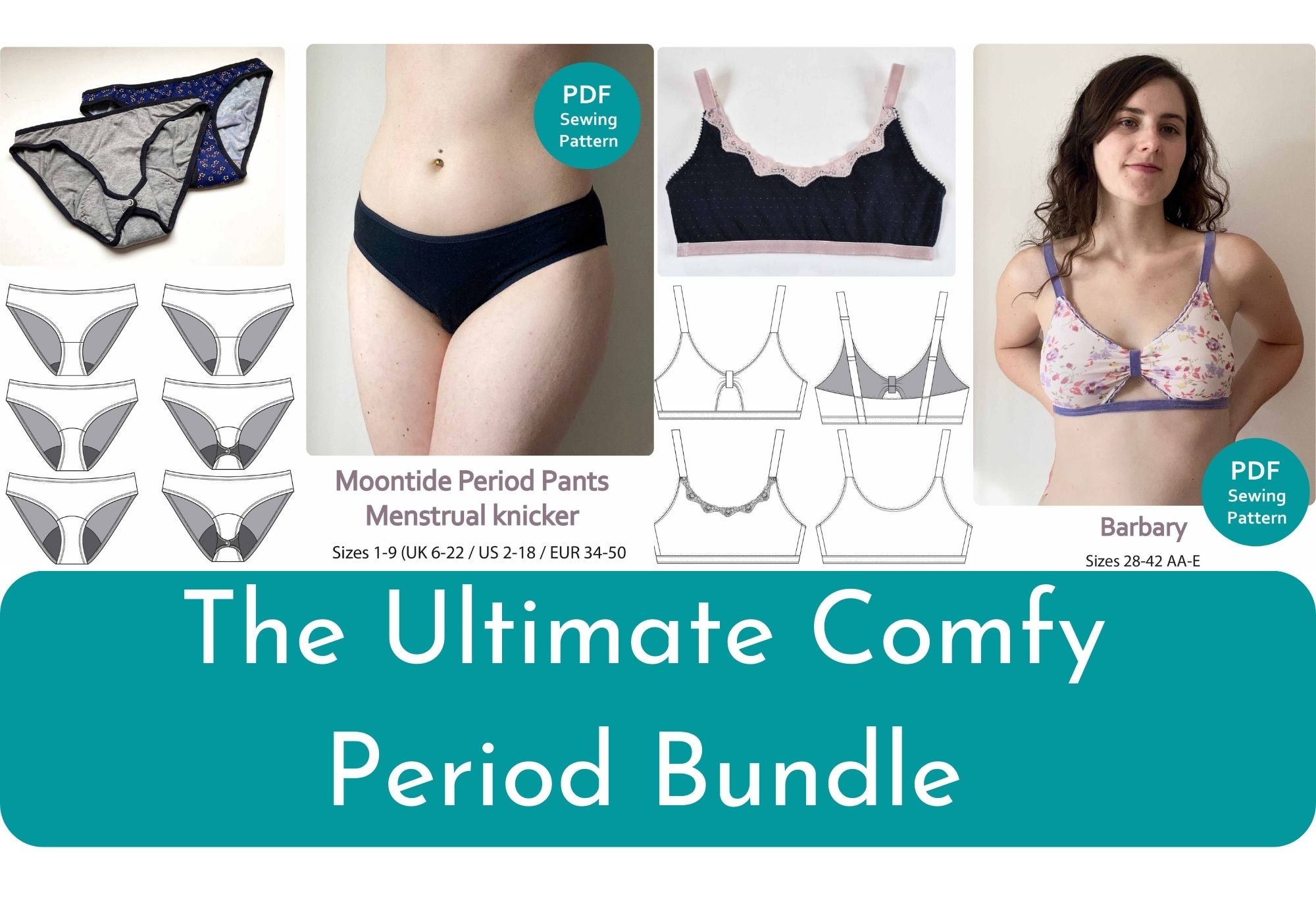 The Ultimate Comfy Period Bundle Includes the Moontide Period Pants and Barbary Bralette Sewing ...