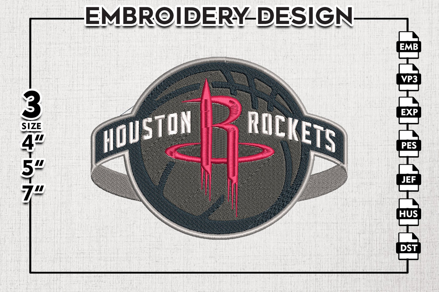 Houston-Rockets Basketball Team Embroidery Design, Houston-Rockets Logo ...