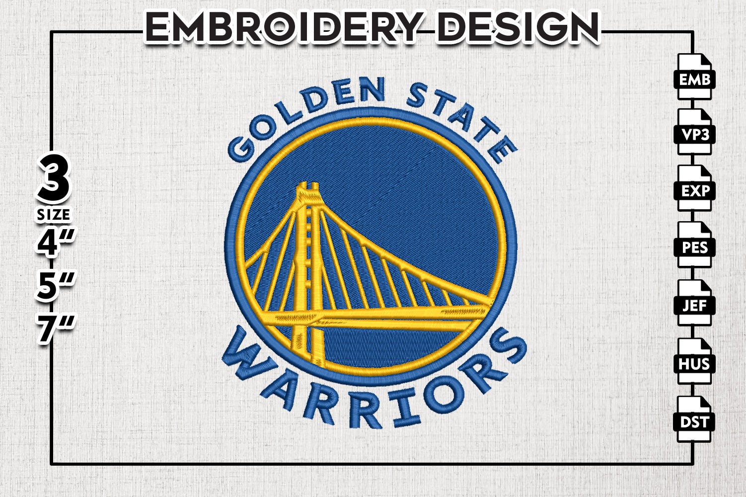 Golden-State-Warriors Basketball Team Embroidery Design, Golden-State ...