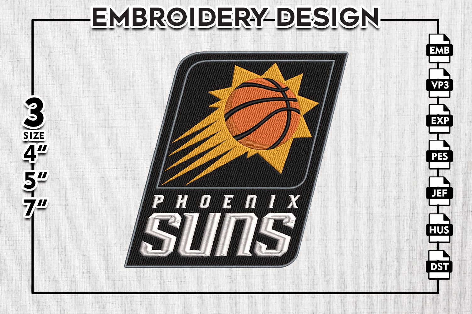 Phoenix-Suns Basketball Team Embroidery Design, Phoenix-Suns Logo NBA ...