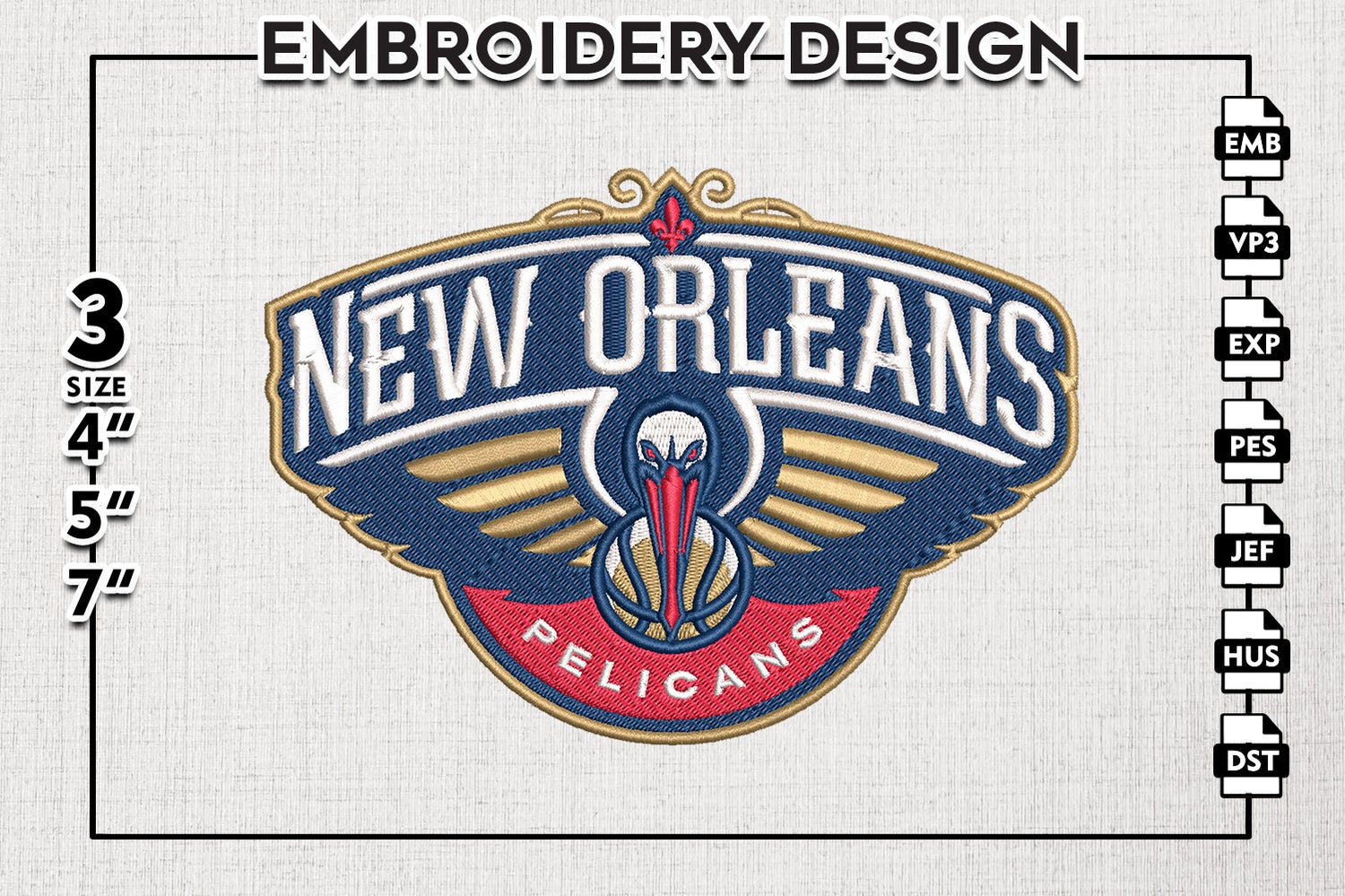 New-Orleans-Pelicans Basketball Team Embroidery Design, New-Orleans ...