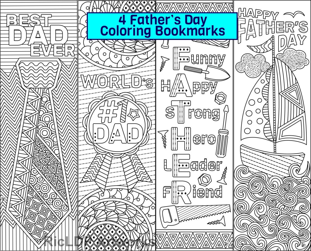 4 Father's Day Coloring Bookmarks - Payhip