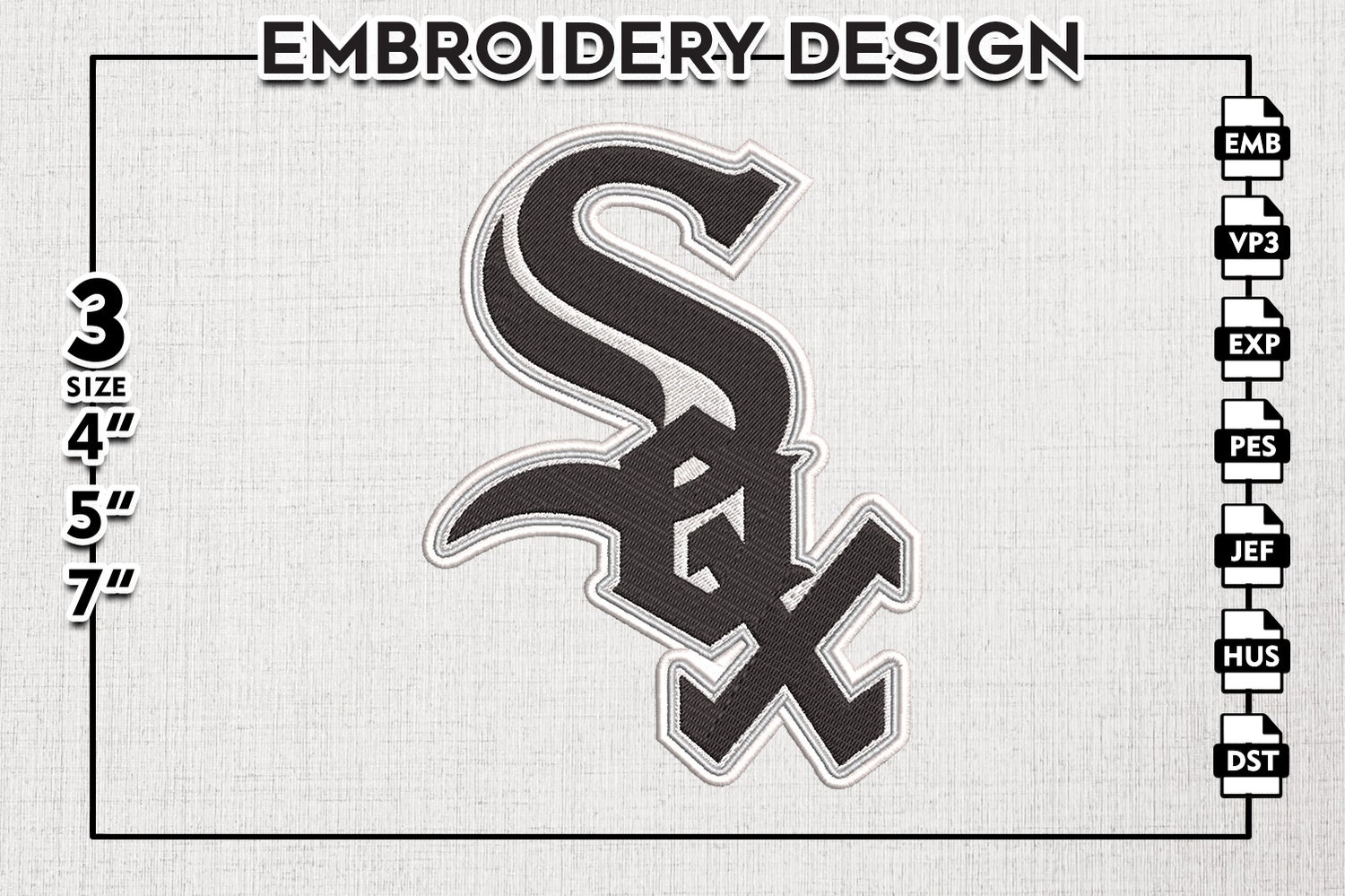 Chicago-White Sox Embroidery Design, Chicago-White Sox Baseball Team ...