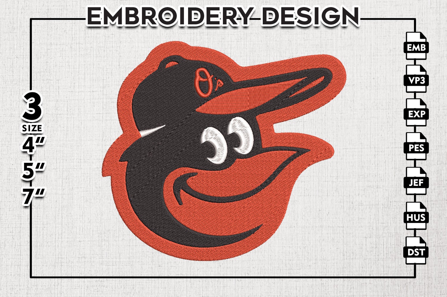 Baltimore-Orioles Embroidery Design, Baltimore-Orioles Baseball Team ...