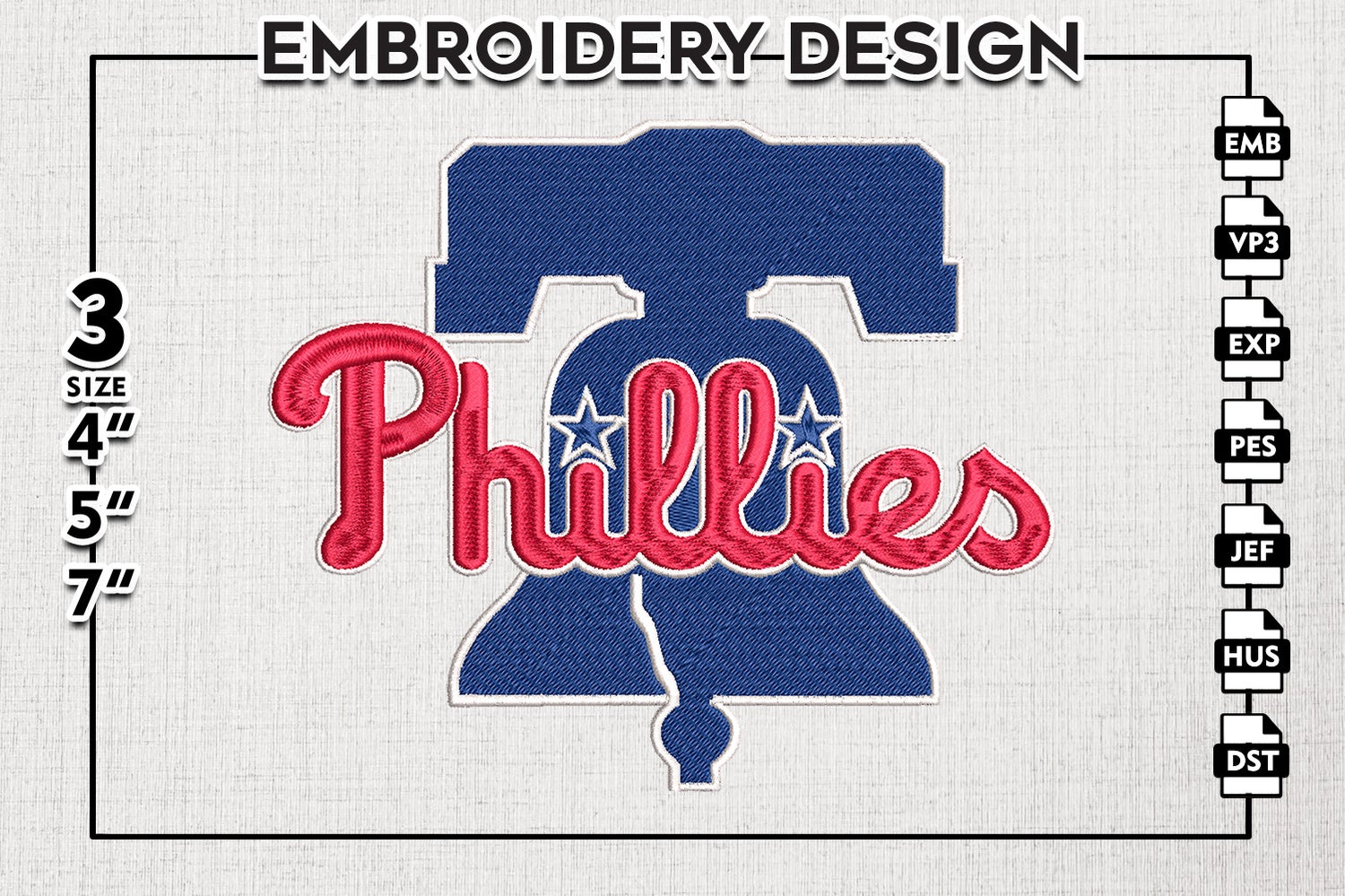 Philadelphia-Phillies Embroidery Design, Philadelphia-Phillies Baseball Team Embroidery files ...