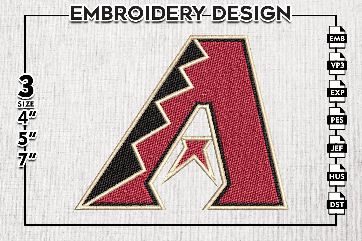 Arizona-Diamondbacks Embroidery Design, Arizona-Diamondbacks Baseball ...
