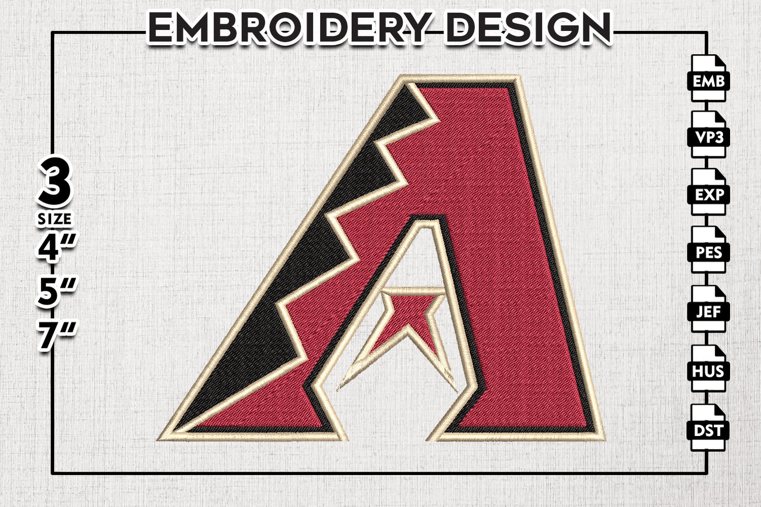 Arizona-Diamondbacks Embroidery Design, Arizona-Diamondbacks Baseball ...