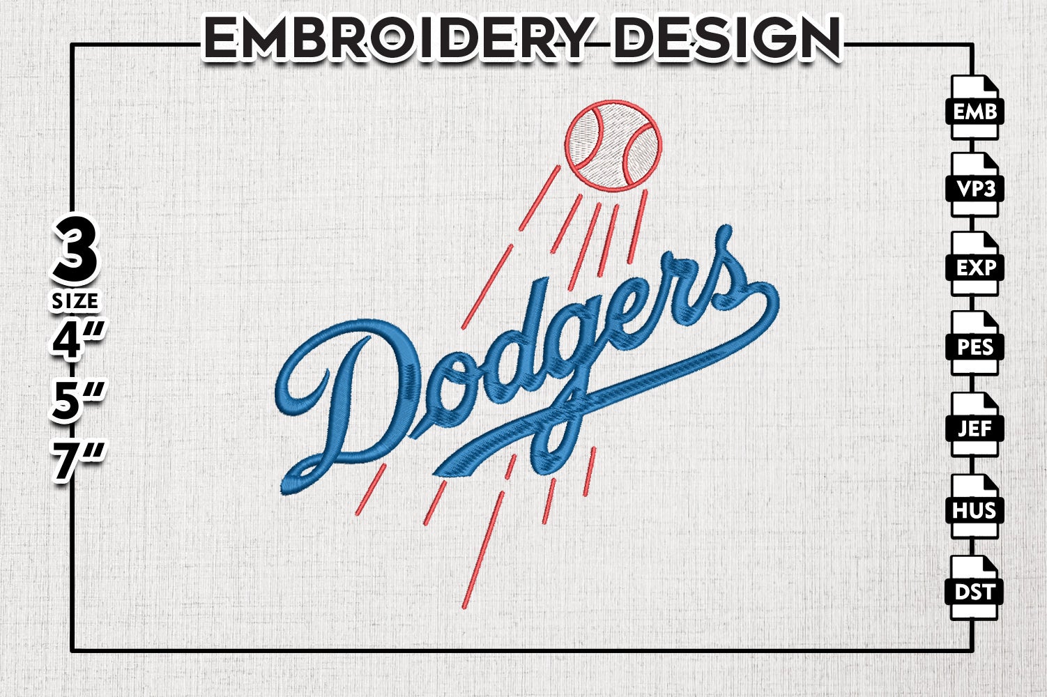 LA-Dodgers Embroidery Design, LA-Dodgers Baseball Team Embroidery files ...