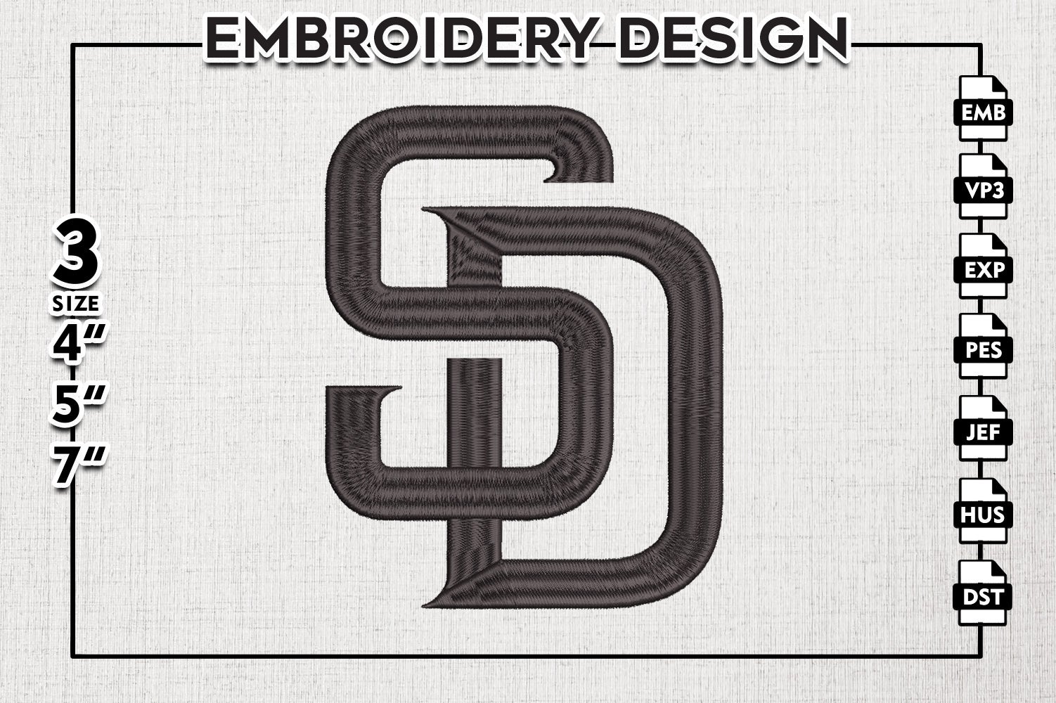 San-Diego-Padres Embroidery Design, San-Diego-Padres Baseball Team ...