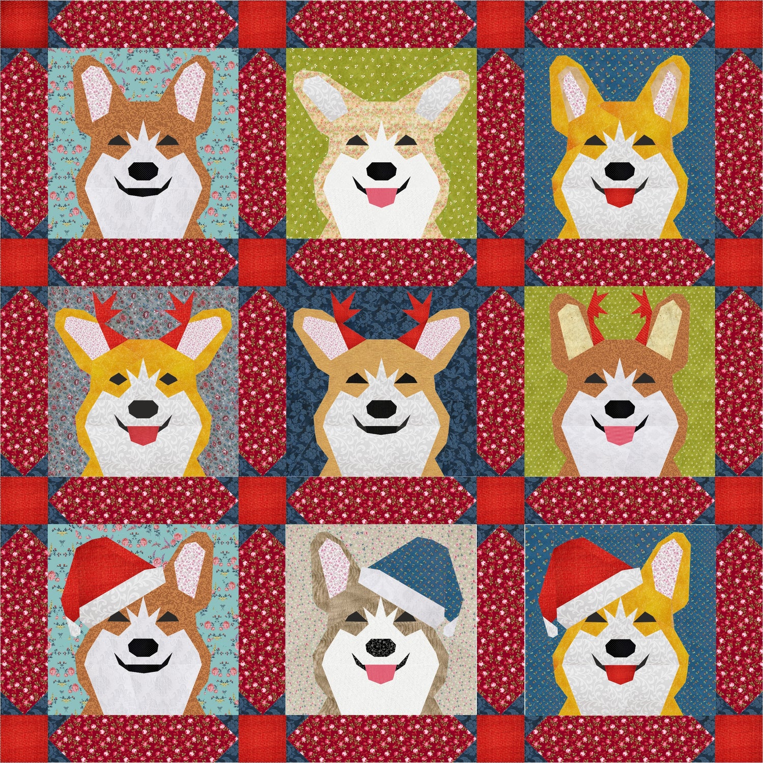 Set of 3 Corgi Quilt Block PDF Patterns: 20 % Savings - Payhip