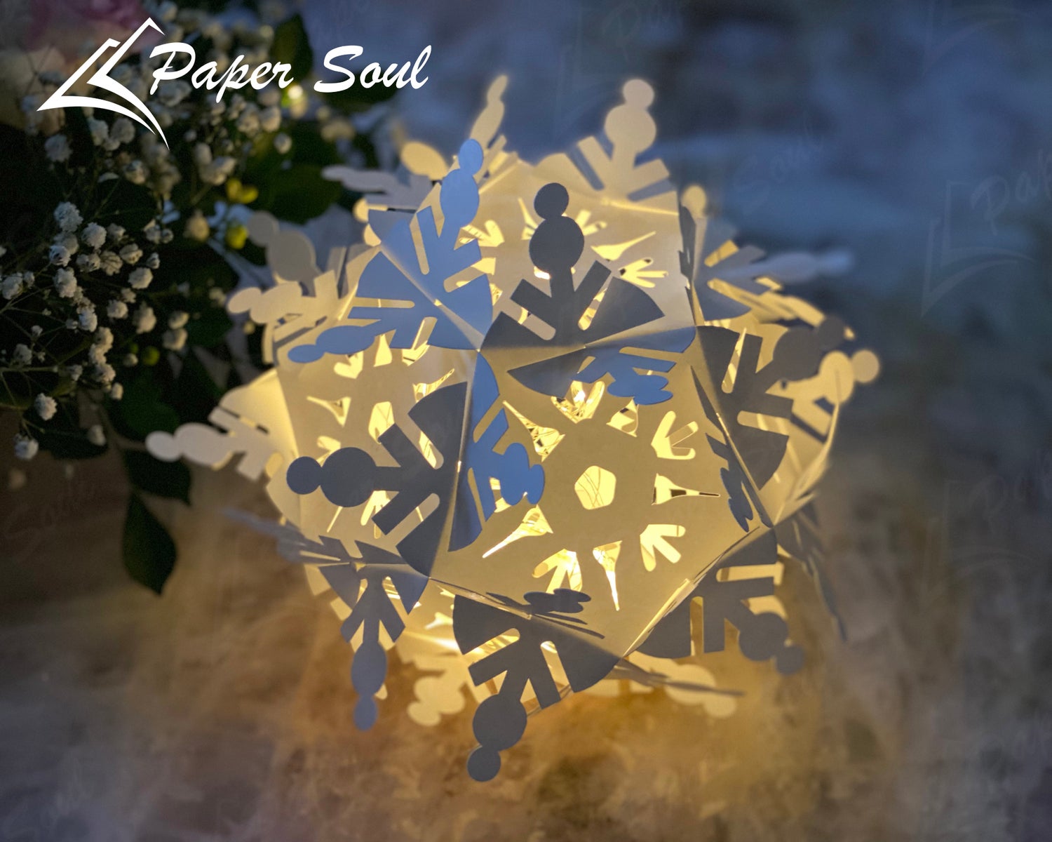 Snowflakes paper lantern template | Paper Soul Craft - Payhip