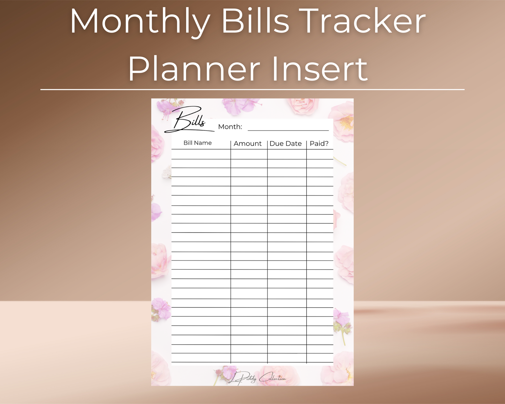 Monthly Bills Tracker Planner Insert - Digital Download in sizes A4, A5 ...