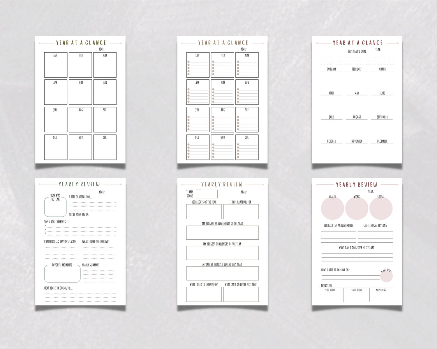 Yearly Planner & Review Inserts - Payhip