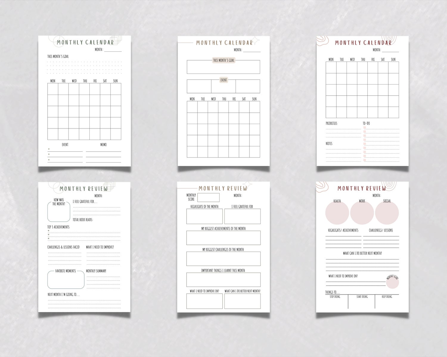 Monthly Planner & Review Inserts - Payhip