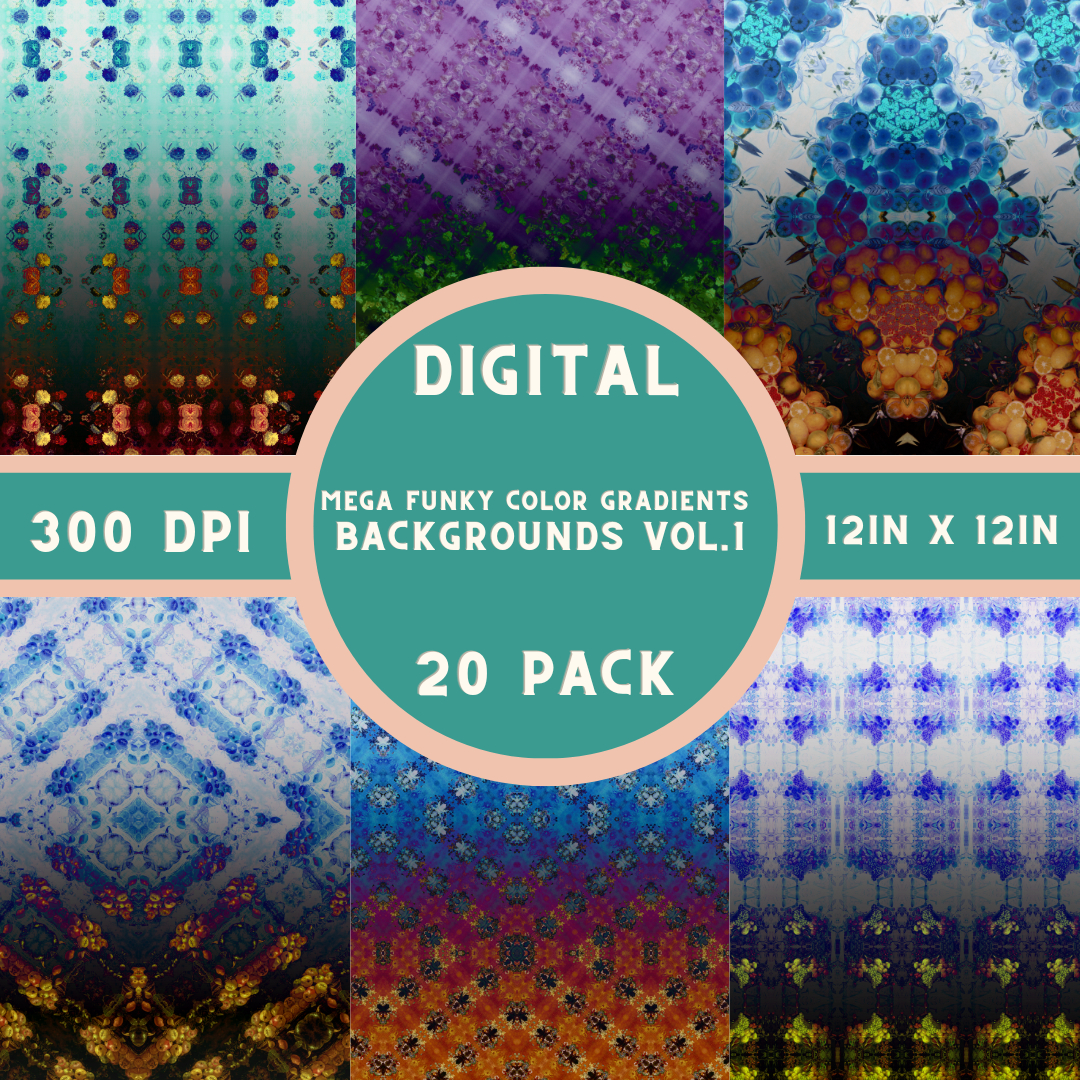 20 Pack of Mega Funky Digital Scrapbook Paper 12x12in - Vol.1 ...