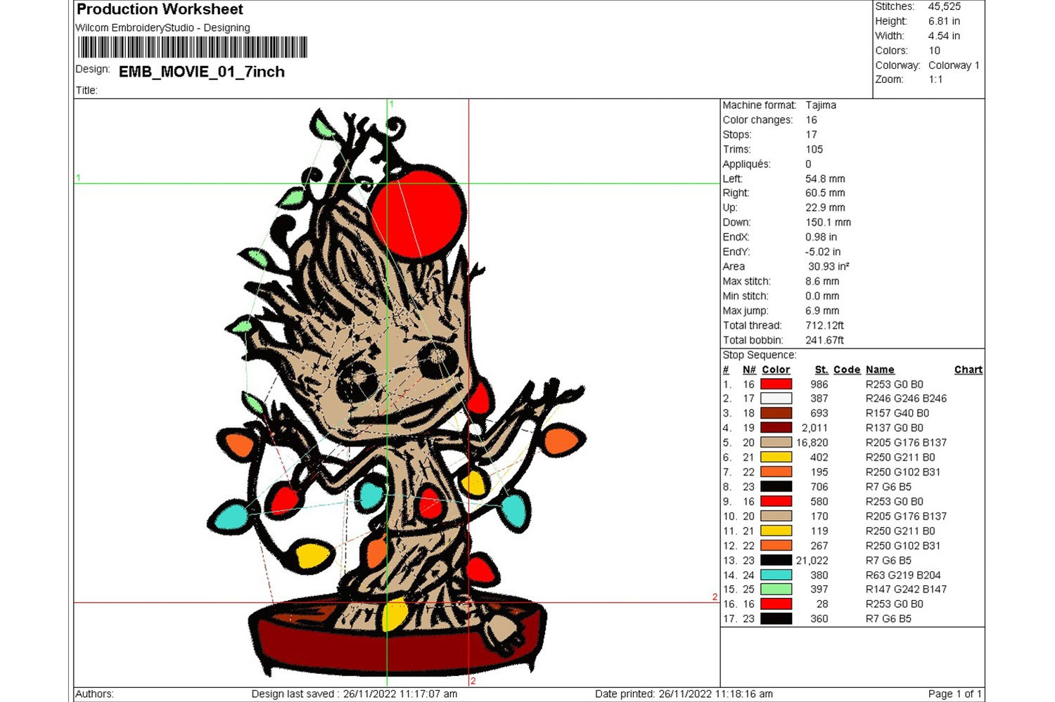 Baby Groot Christmas Embroidery Files, Holiday, Christmas Embroidery ...