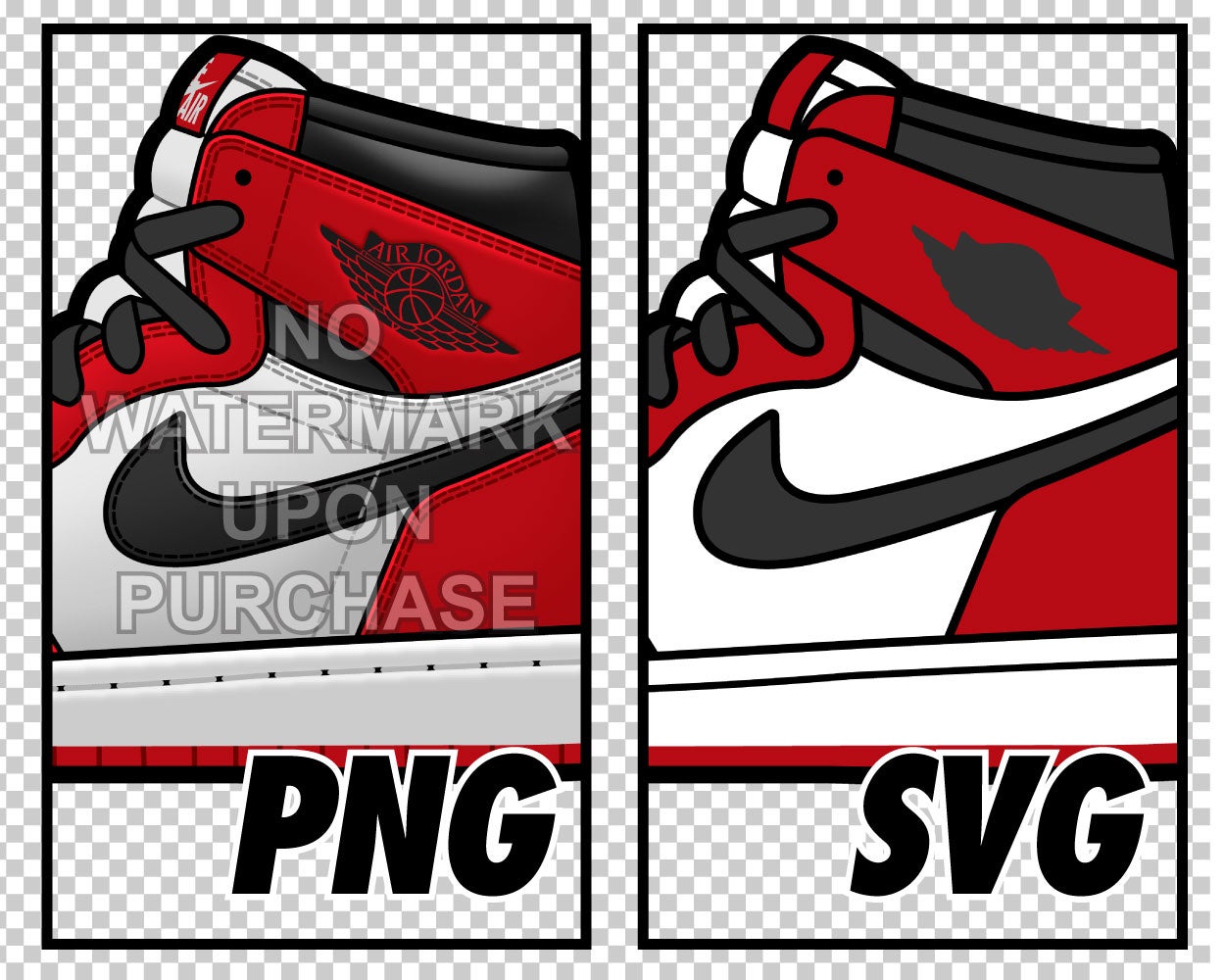 Air Jordan 1 Chicago JPEG PNG SVG right & left shoe bundle - Payhip
