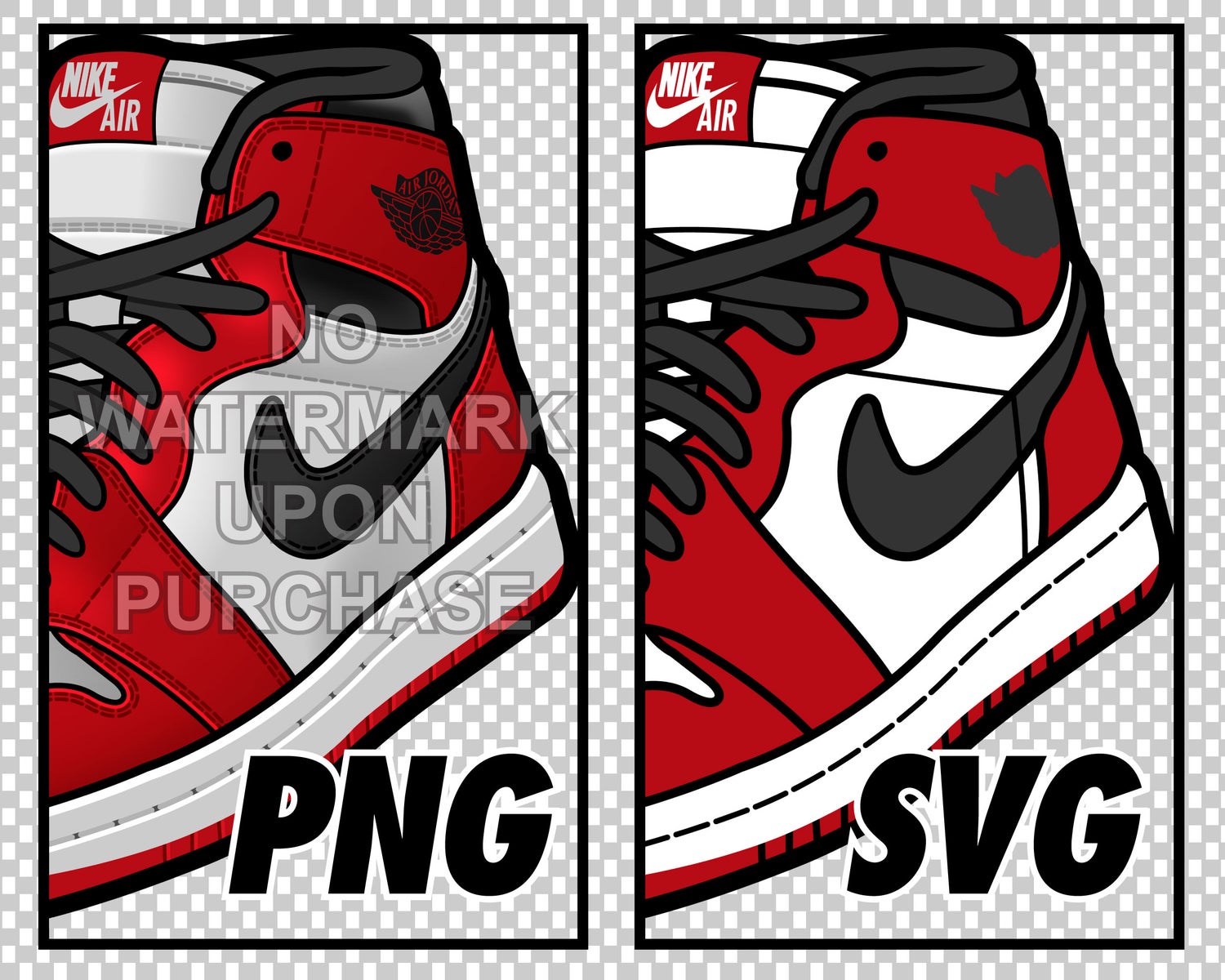 Air Jordan 1 Chicago JPEG PNG SVG right & left shoe bundle - Payhip