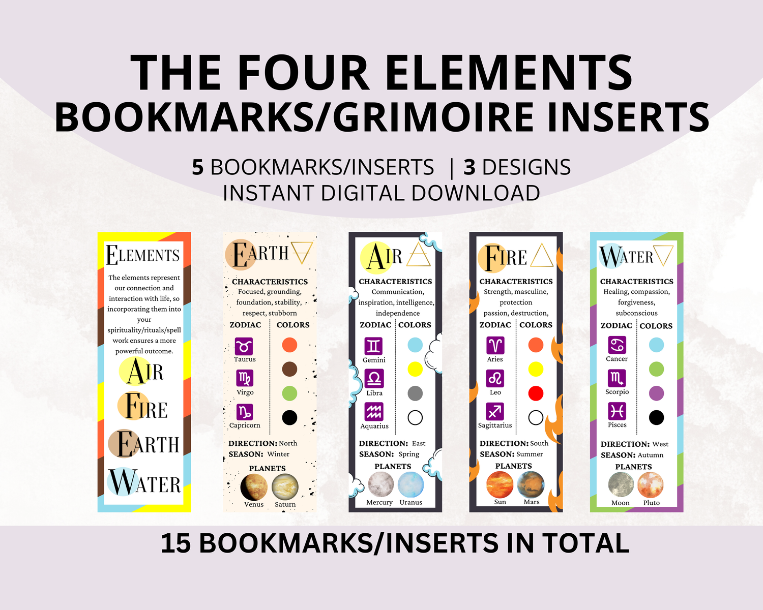 The Four Elements Bookmarks/Inserts - Payhip