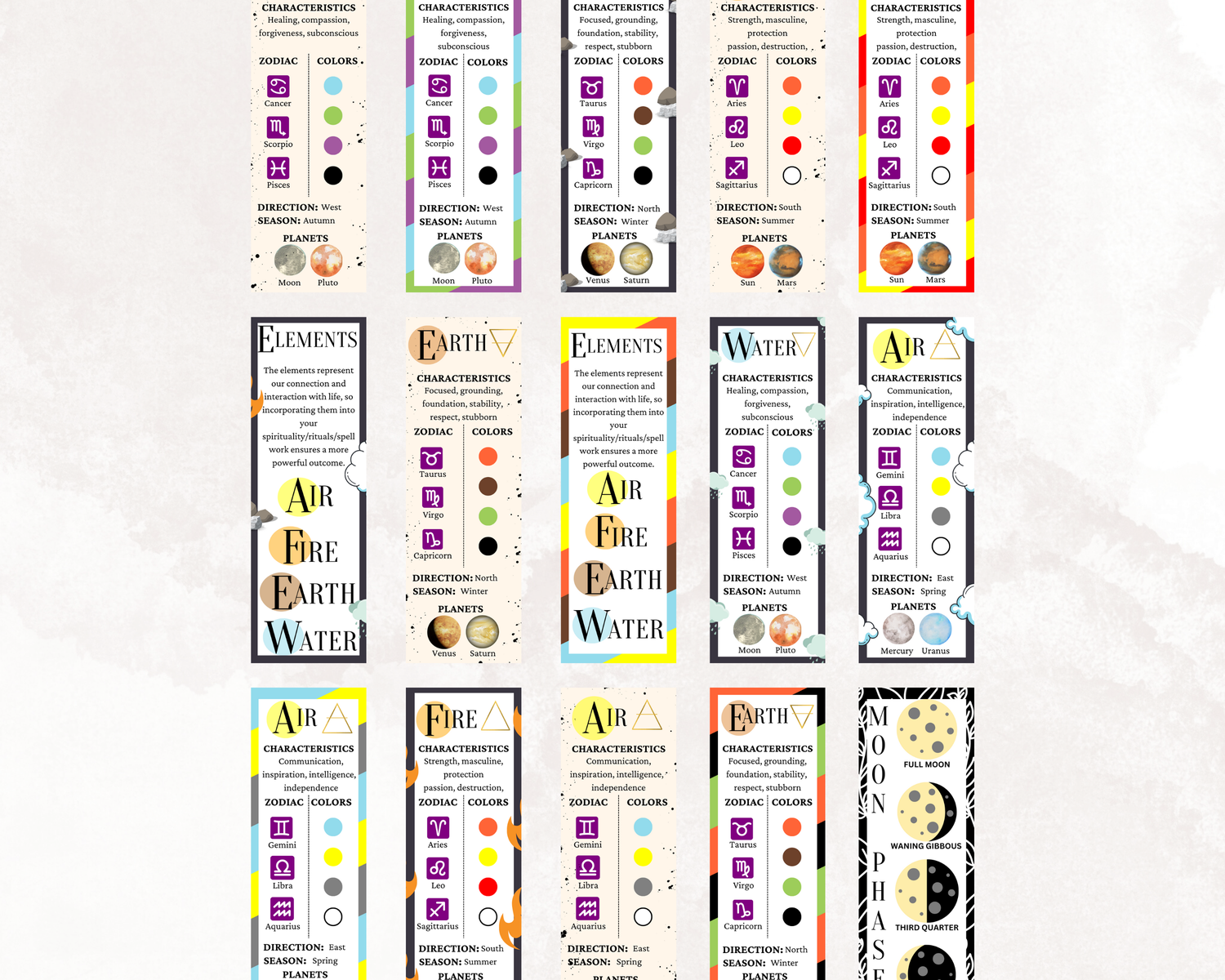 The Four Elements Bookmarks/Inserts - Payhip