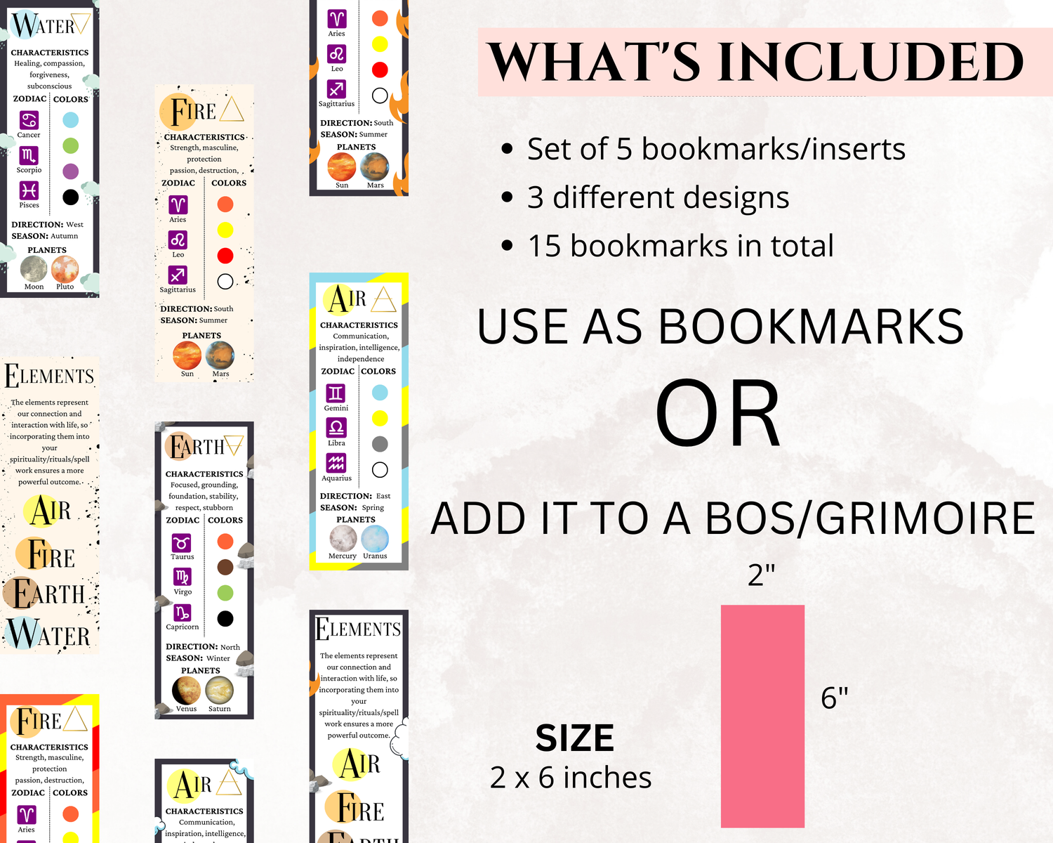 The Four Elements Bookmarks/Inserts - Payhip