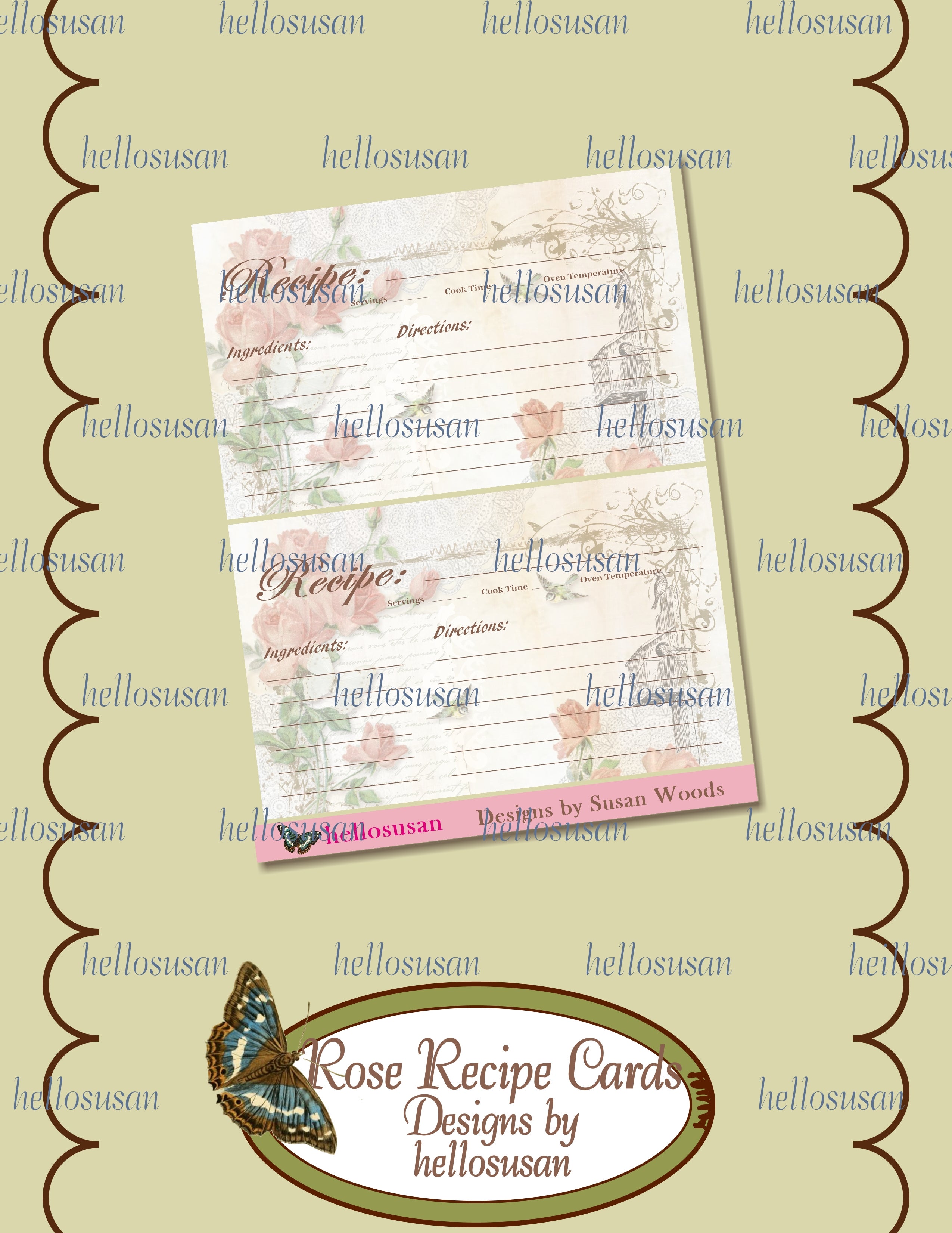 Rose Digital Recipe Cards - Payhip