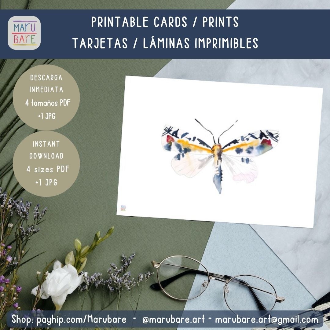 "Picasso Moth" cards / prints (PDF/JPG downloadable files) - Payhip