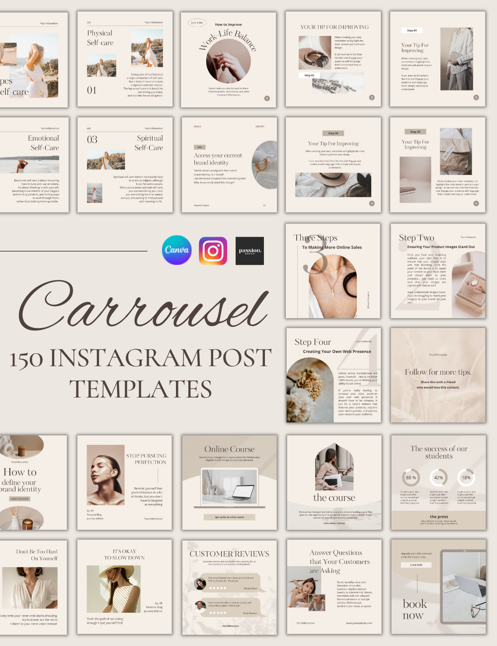 INSTAGRAM CAROUSEL CANVA TEMPLATES | Carousel Post Templates ...