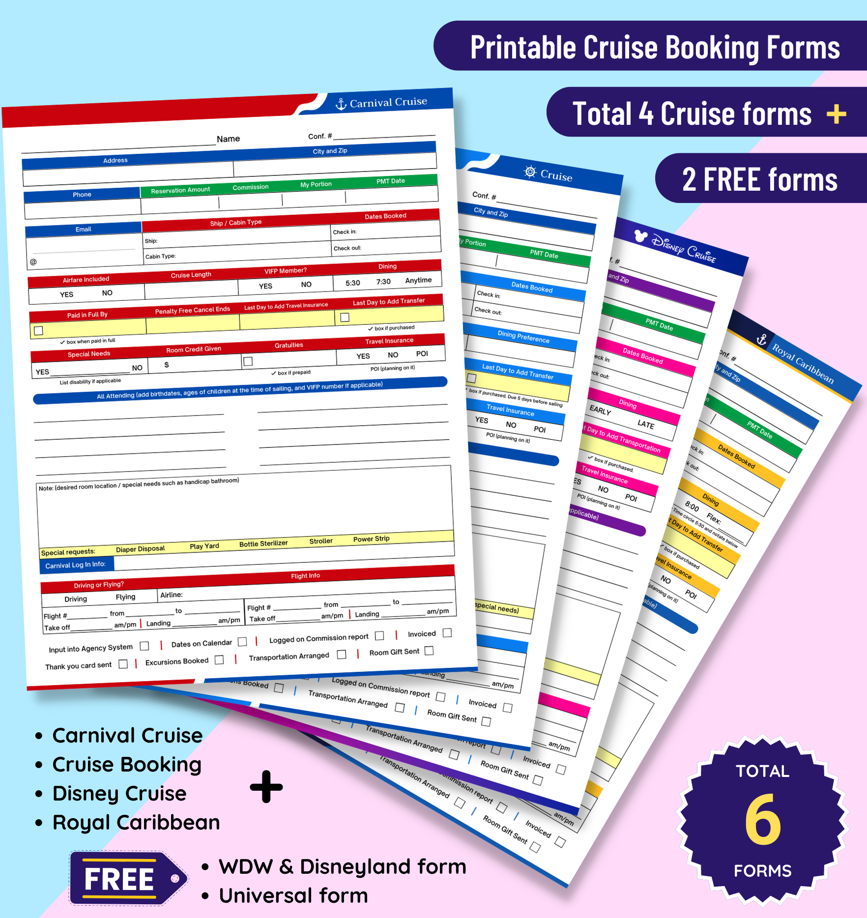 Printable Cruise Booking Forms for Travel Agents - Get 2 FREE forms ...