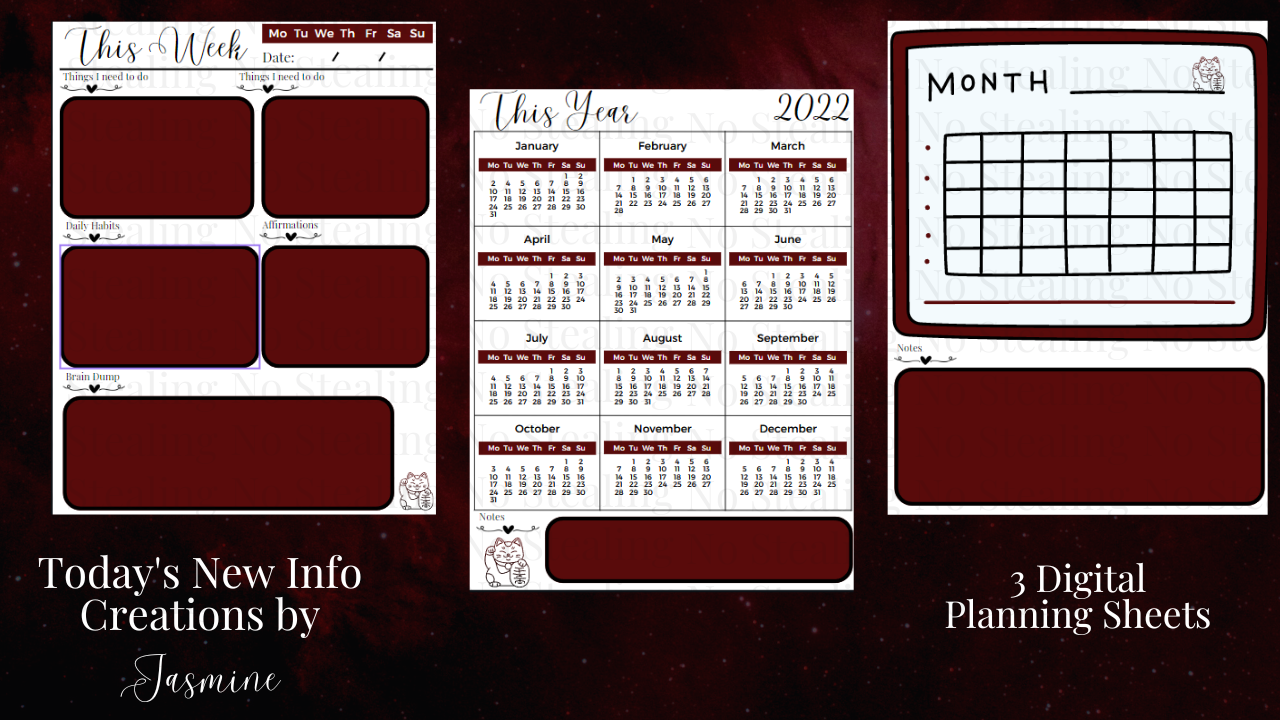 Weekly, Monthly, and Yearly : Digital planning sheets - Payhip