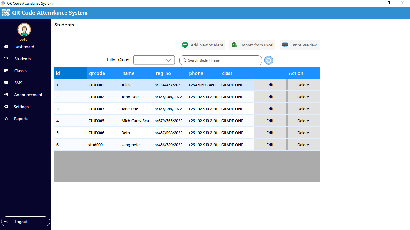Modern QR Code Student Attendance System with SMS Alerts ID Card ...