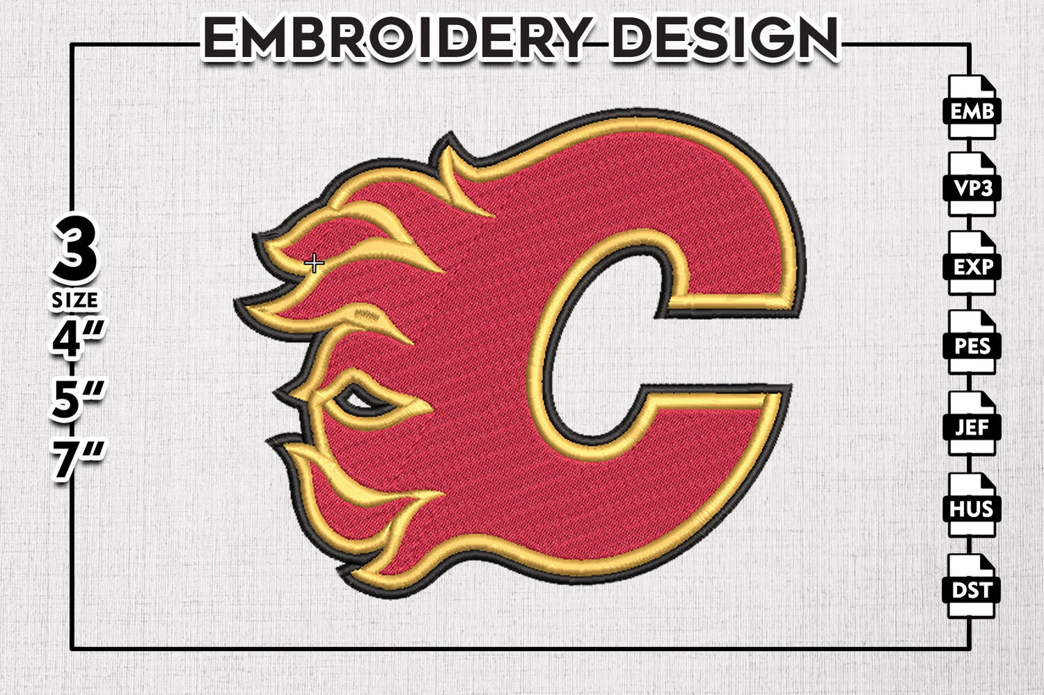 Calgary-Flames Embroidery file, N H L teams Embroidery Designs, Hockey ...