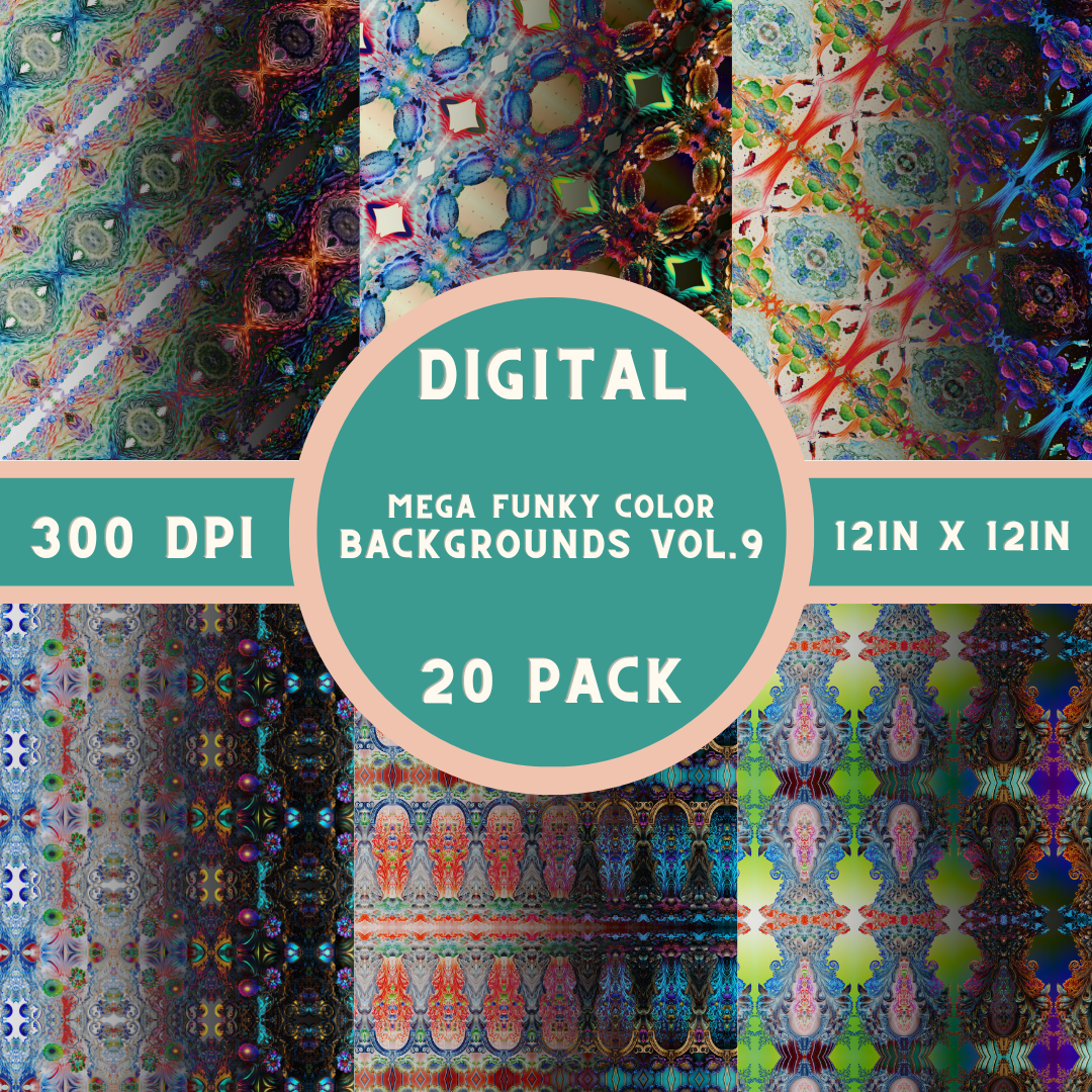 20 Pack of Mega Funky Digital Scrapbook Paper 12x12in - Vol.9 ...