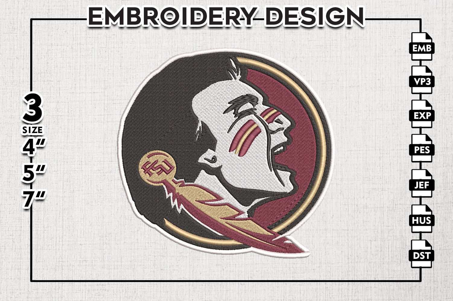 Florida State Seminoles Football Team Embroidery file, NCAAF teams ...