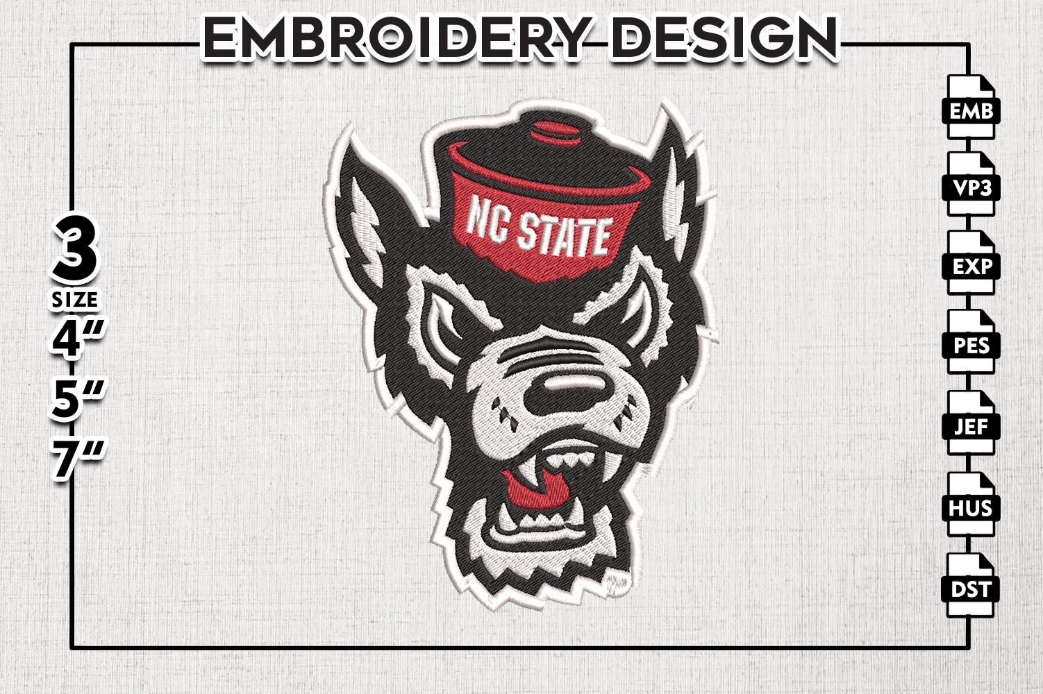 NC State Wolfpack Football Team Embroidery file, NCAAF teams Embroidery ...