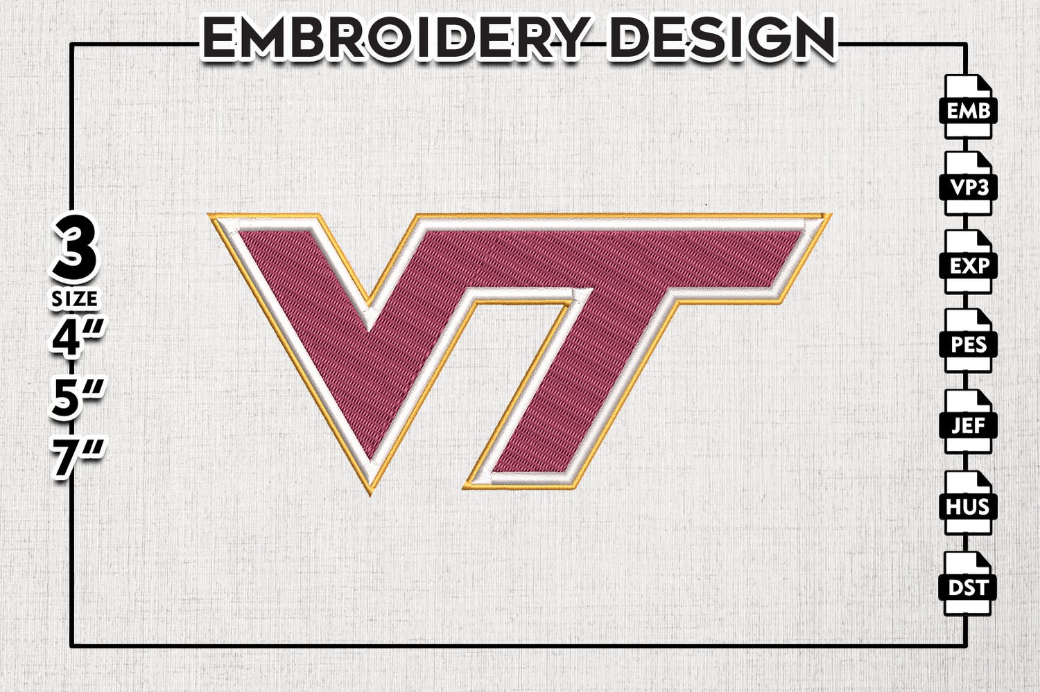 Virginia Tech Hokies Football Team Embroidery file, NCAAF teams ...