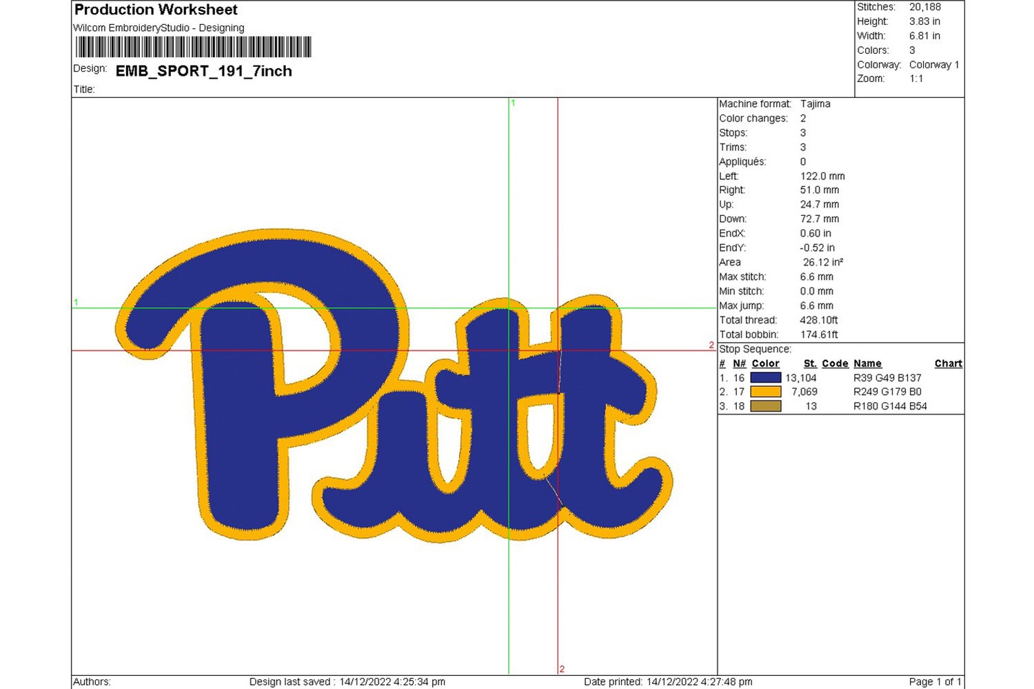 Pitt Panthers Football Team Embroidery file, NCAAF teams Embroidery ...