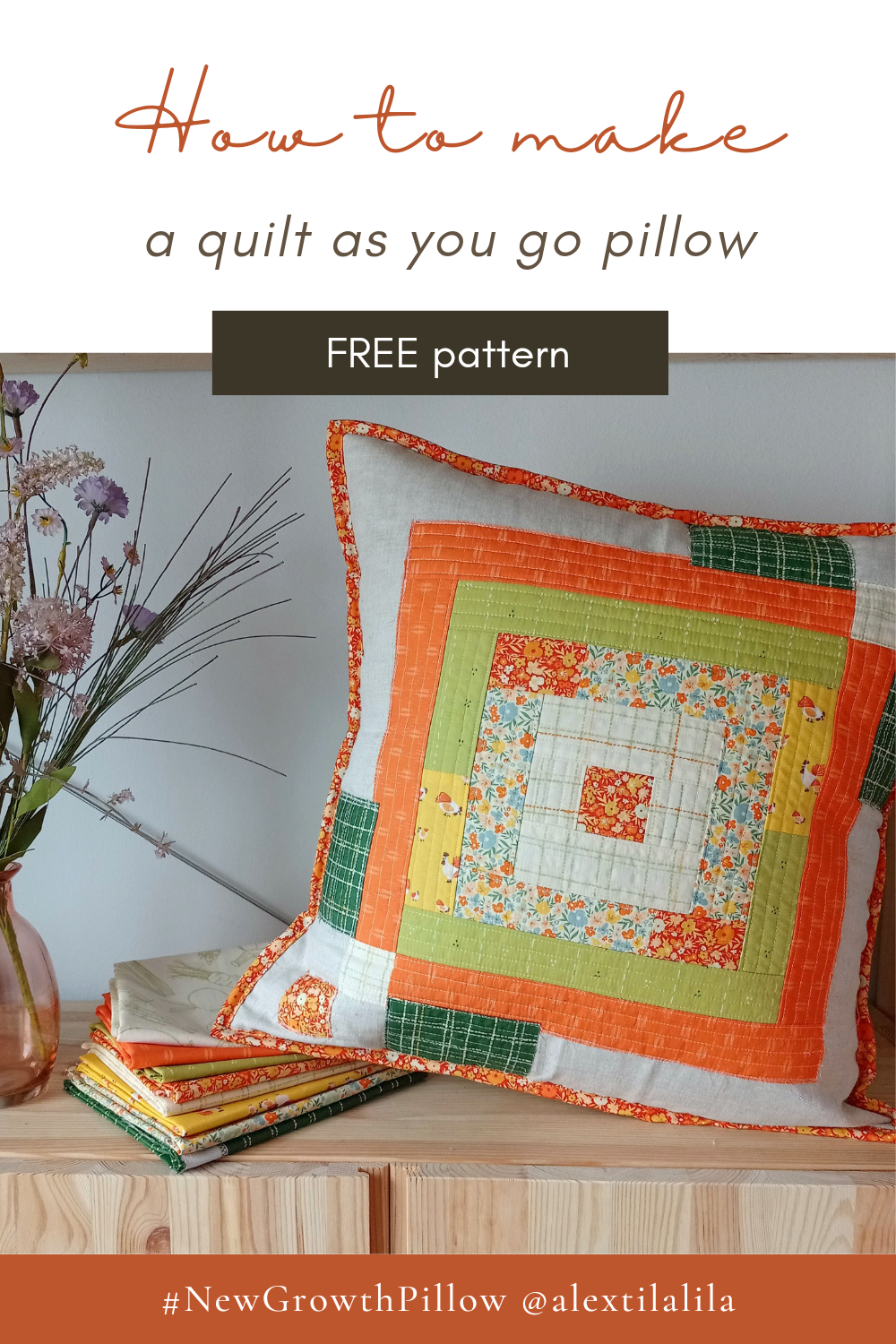 How to make a Quilt-As-You-Go pillow - free pattern
