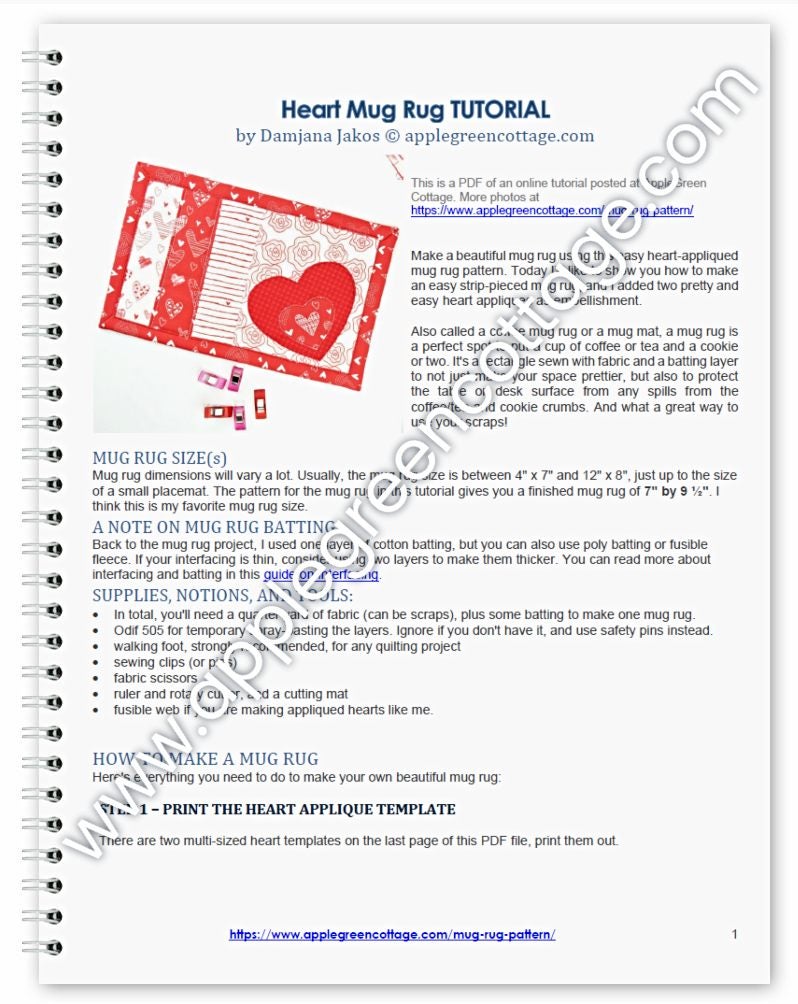 Mug Rug - Printable Tutorial PDF