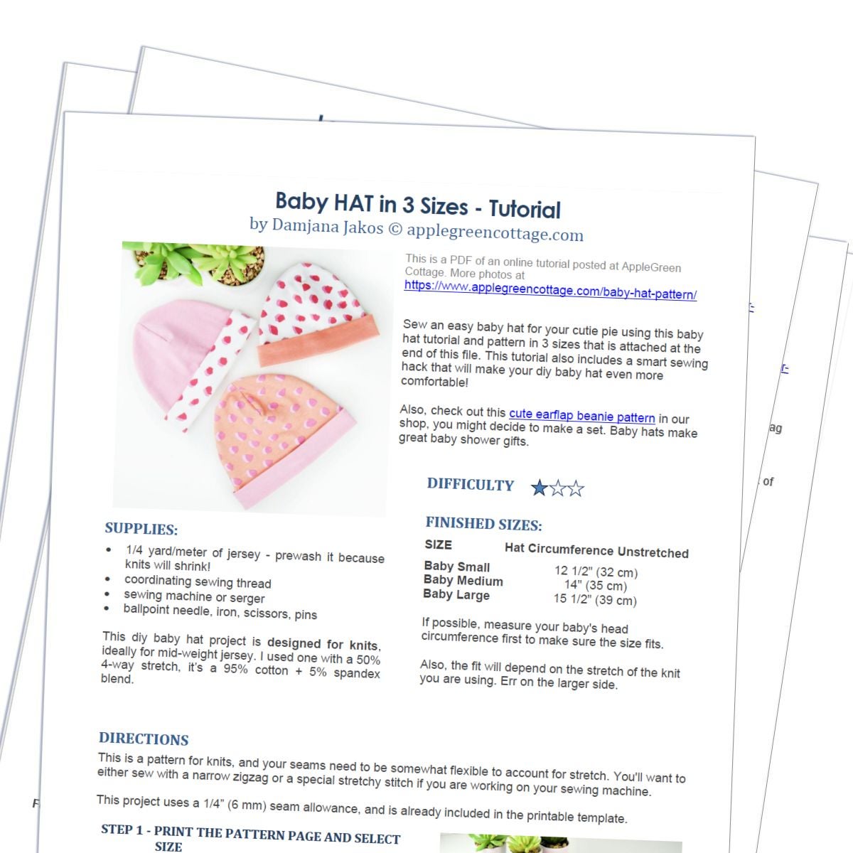 Baby Hat - Printable Tutorial PDF
