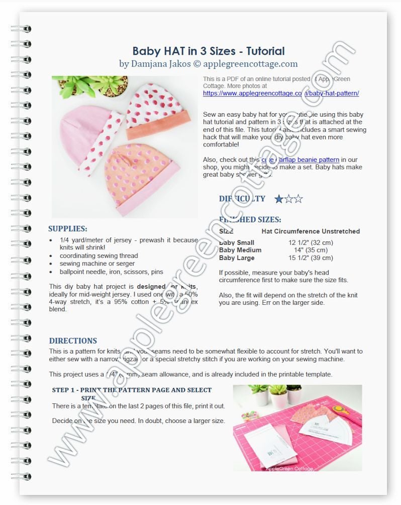 Baby Hat - Printable Tutorial PDF