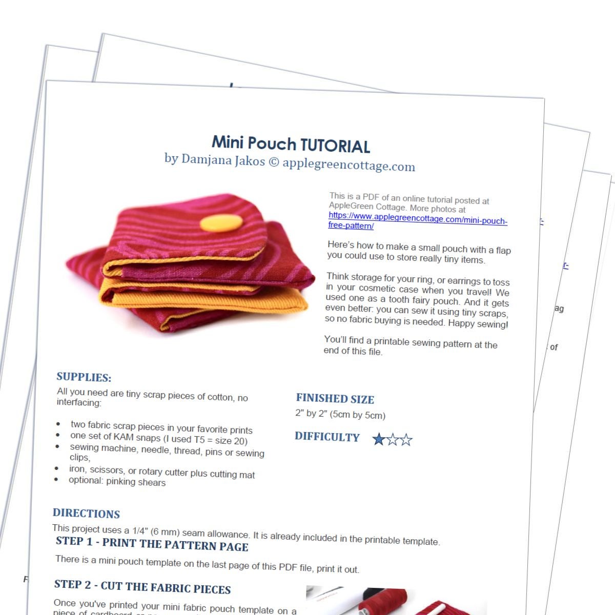MINI Pouch - Printable Tutorial PDF
