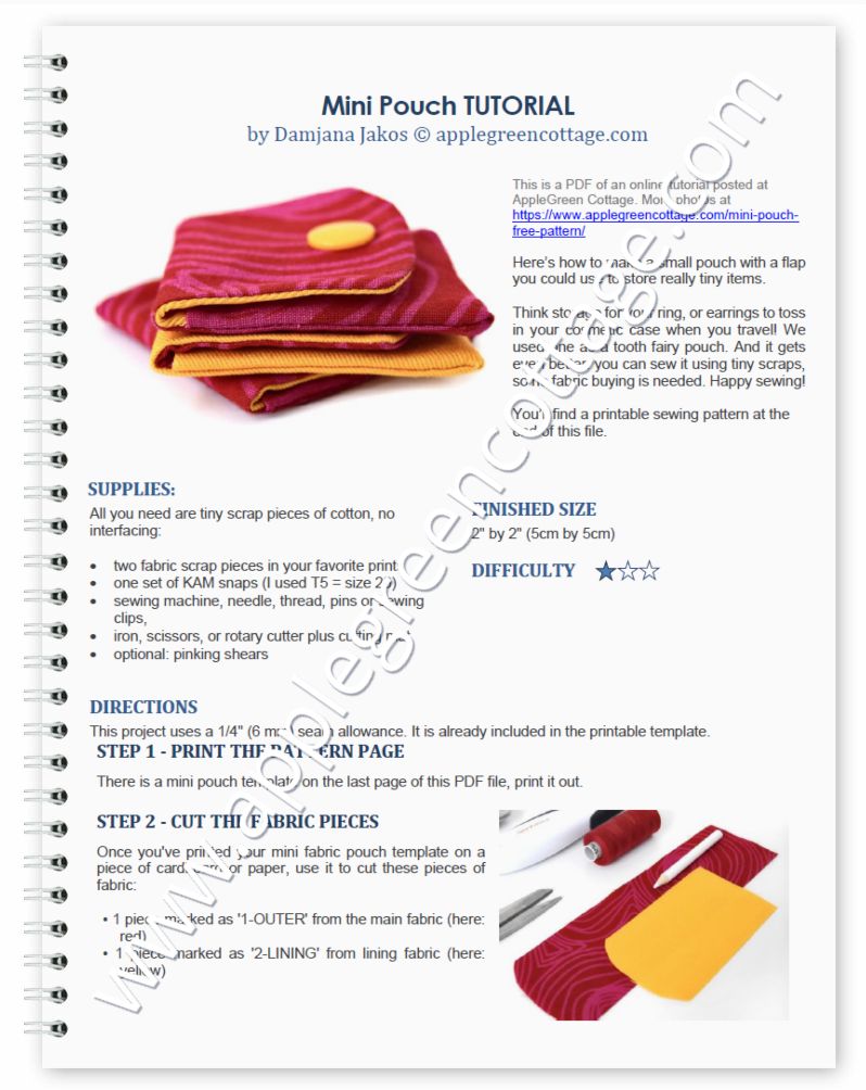 MINI Pouch - Printable Tutorial PDF