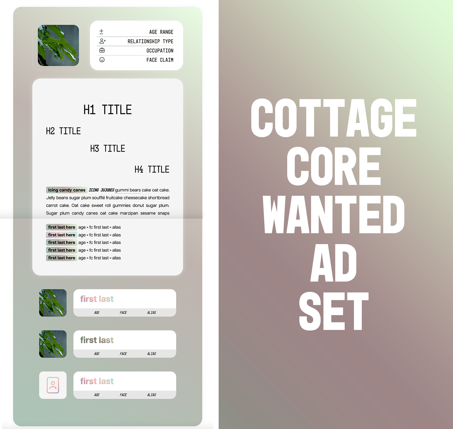 cottage core wanted ads set - Payhip