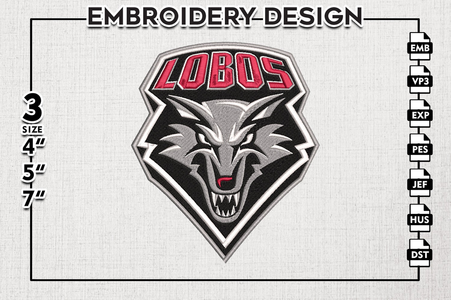 New Mexico Lobos Football Team Embroidery file, NCAAF teams Embroidery ...