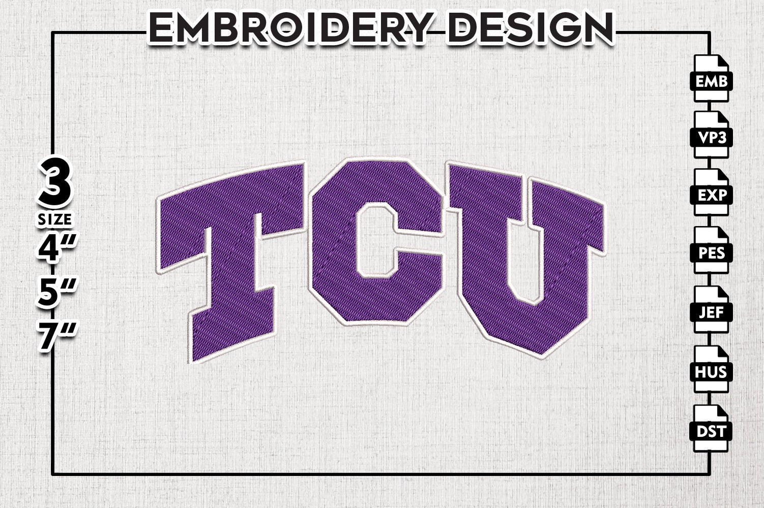 TCU Horned Frogs Football Team Embroidery file, NCAAF teams Embroidery ...