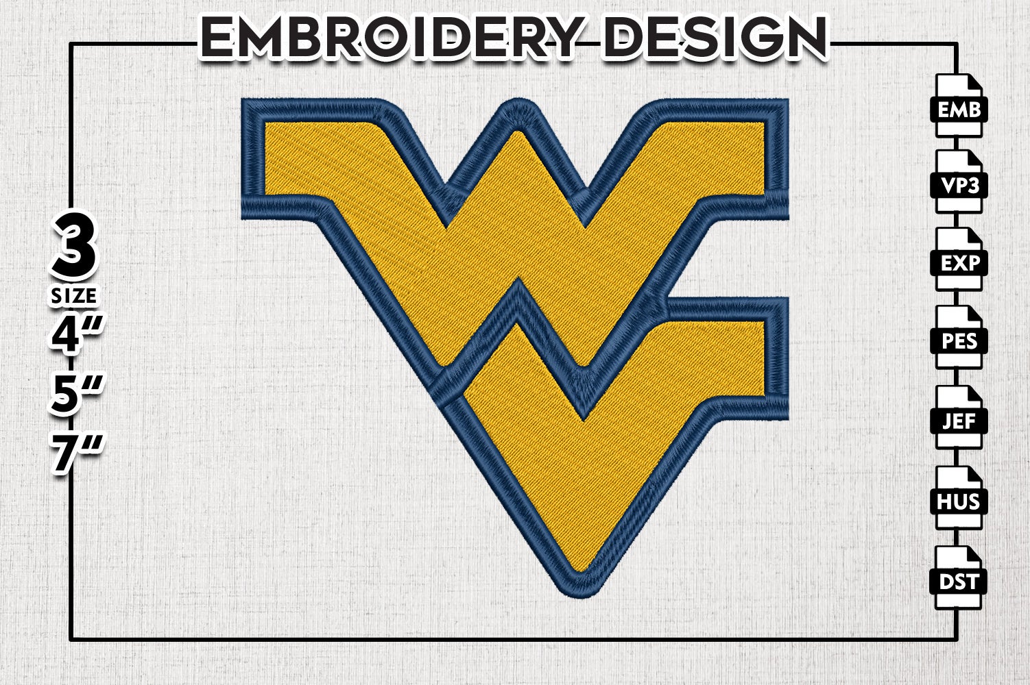 West Virginia Mountaineers Football Team Embroidery file, NCAAF teams ...