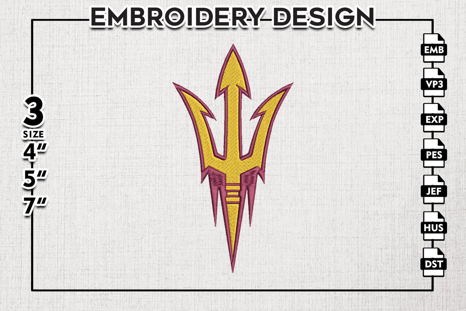 Arizona State Sun Devils Football Team Embroidery file, NCAAF teams ...